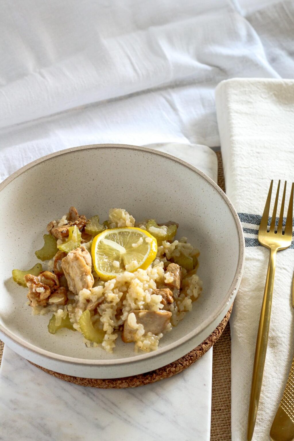 Lemon Butter Chicken Risotto in a Dutch Oven - Nena's Wellness Corner