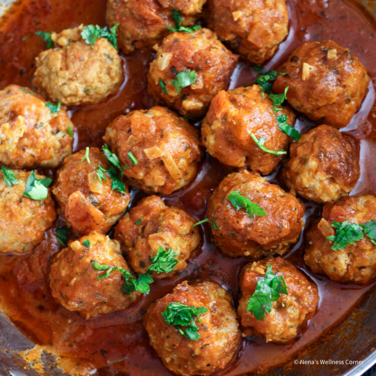 Easy Mini Turkey Meatballs with Tomato Sauce - Nena's Wellness Corner