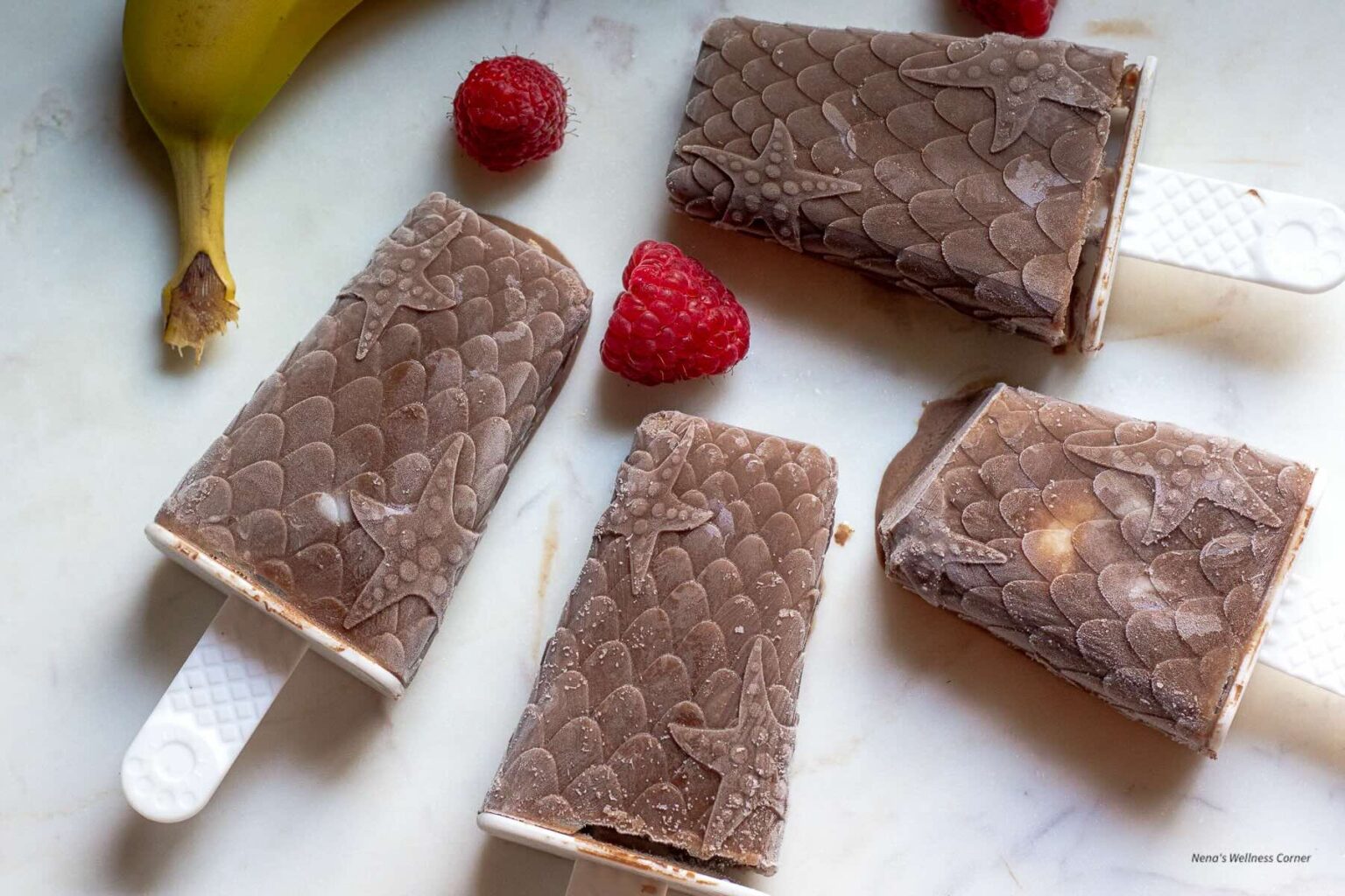 Creamy Chocolate Banana & Raspberry Popsicles - Nena's Wellness Corner
