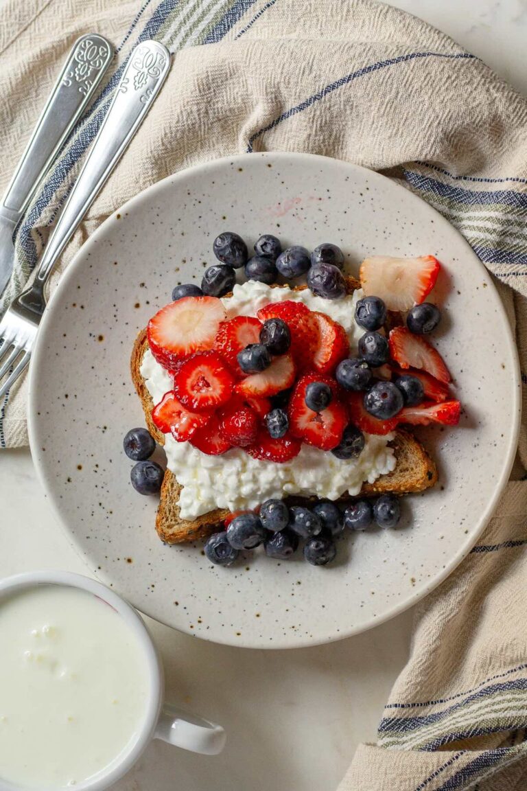 High Protein Cottage Cheese Toast with Berries and Kefir - Nena's ...